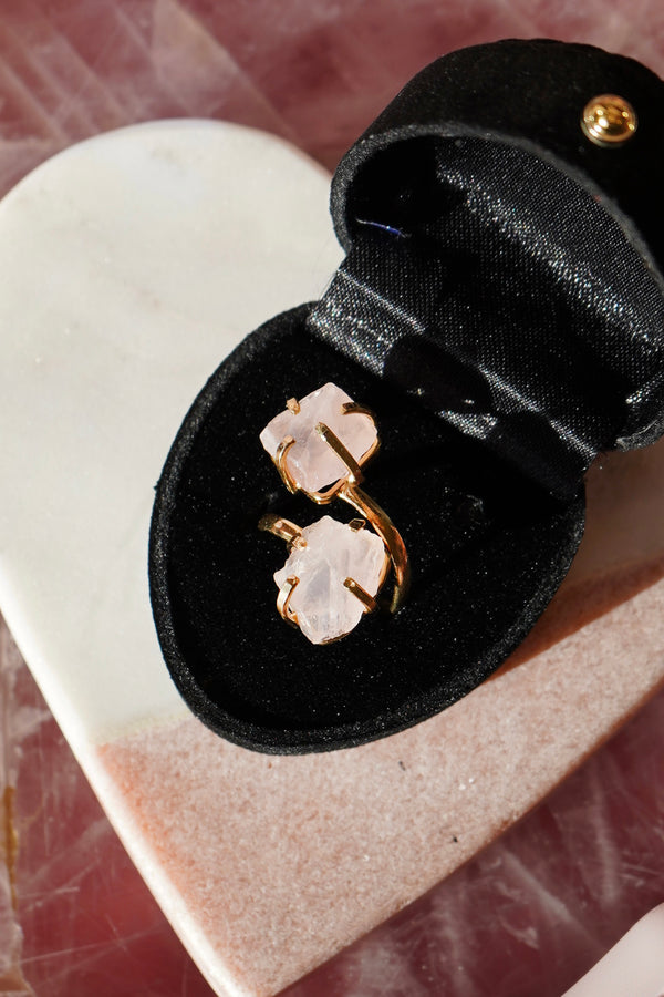 Rose Quartz Double Helix Ring - Dream Den Crystals